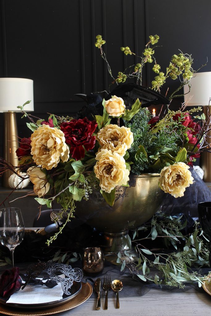 Moody Elegant Masquerade Halloween Table - The House of Silver Lining