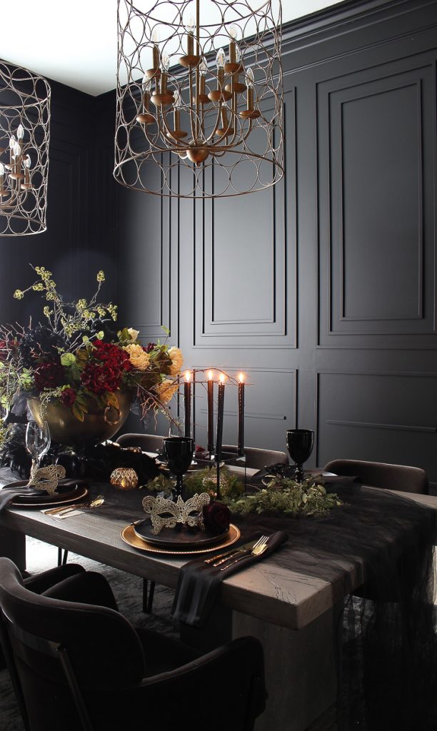 Moody Elegant Masquerade Halloween Table - The House of Silver Lining