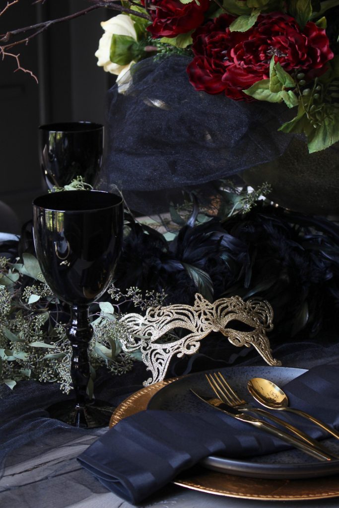 Moody Elegant Masquerade Halloween Table - The House of Silver Lining