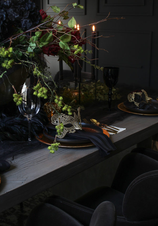 Moody Elegant Masquerade Halloween Table - The House of Silver Lining